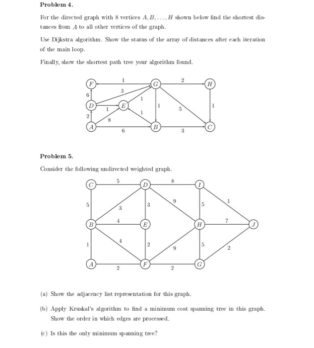 Solved Problem 4 For the directed graph with 8 vertices A, | Chegg.com