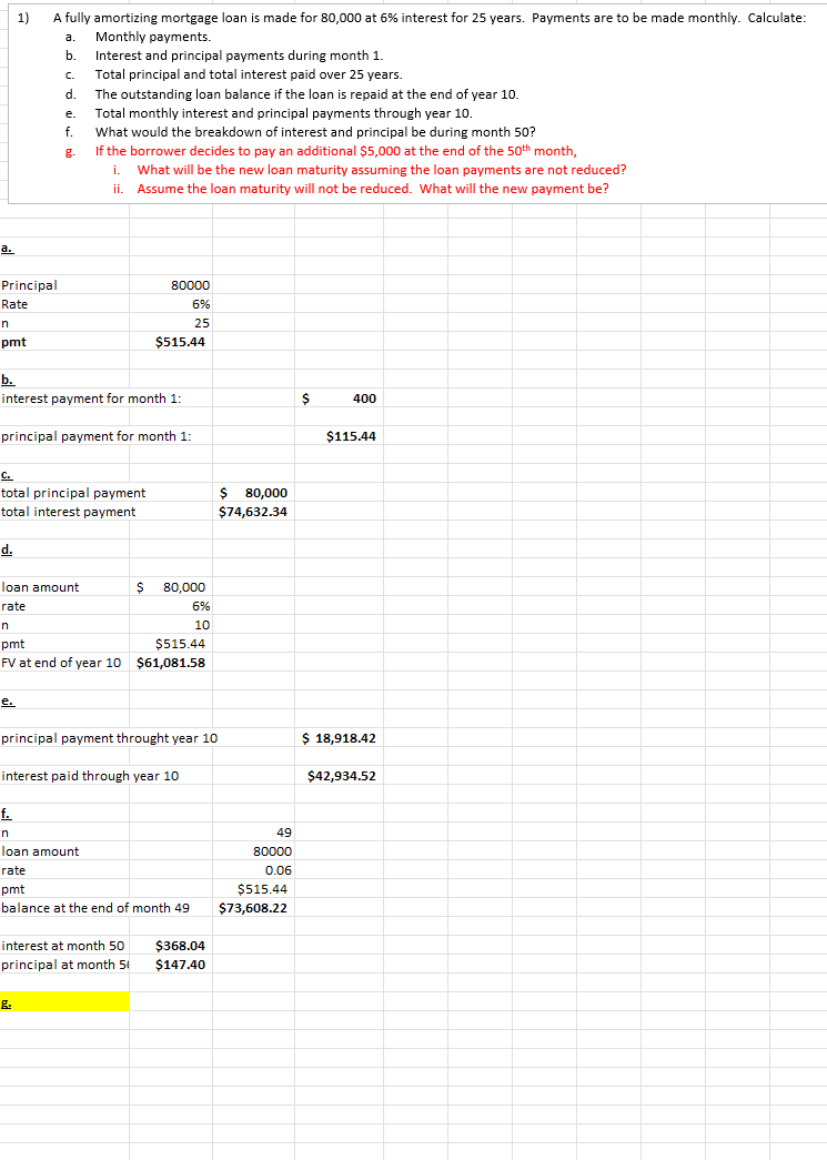 Solved 1) A fully amortizing mortgage loan is made for | Chegg.com