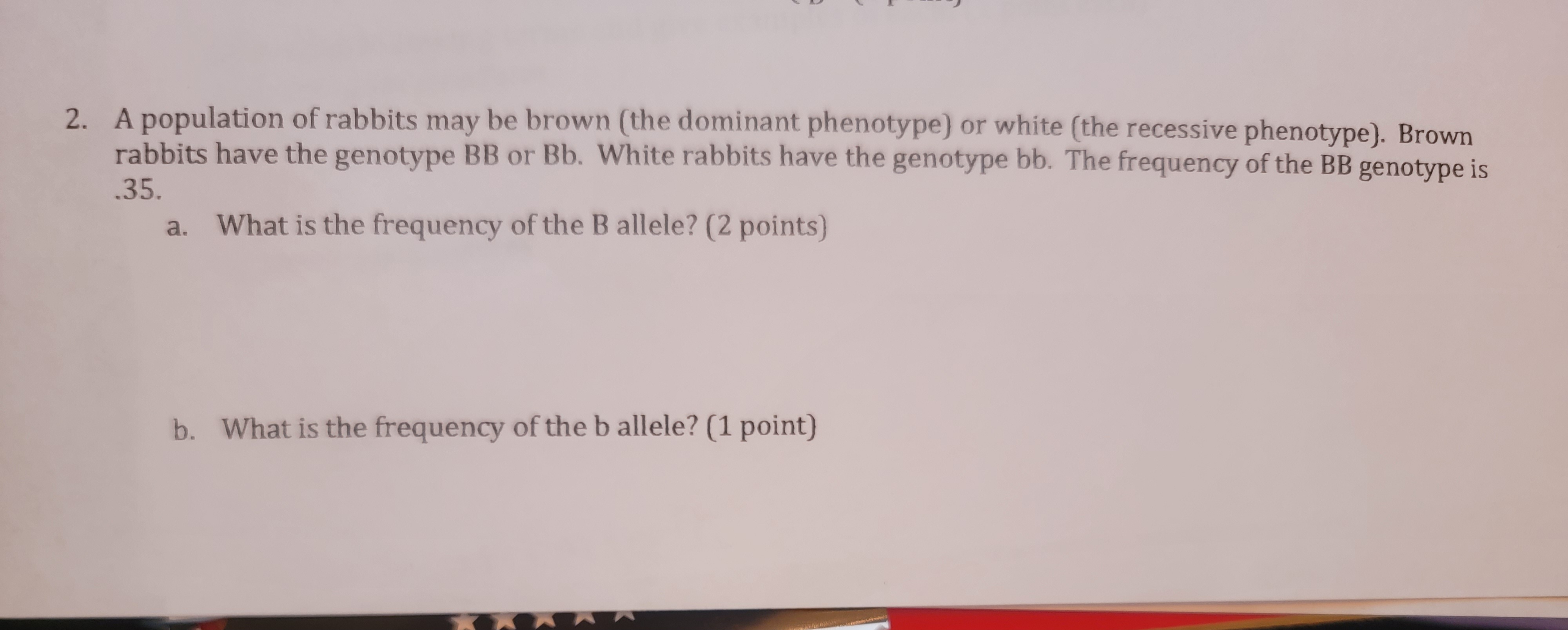 Solved A population of rabbits may be brown (the dominant | Chegg.com