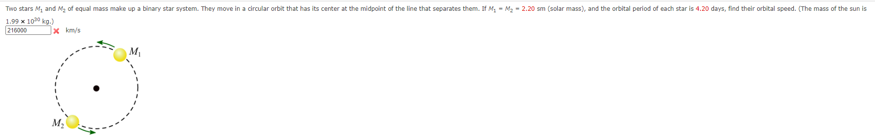 Solved Two stars My and M2 of equal mass make up a binary | Chegg.com