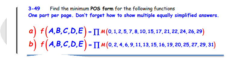 Solved 3-49 Find the minimum POS form for the following | Chegg.com