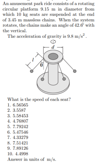 Solved An amusement park ride consists of a rotating | Chegg.com