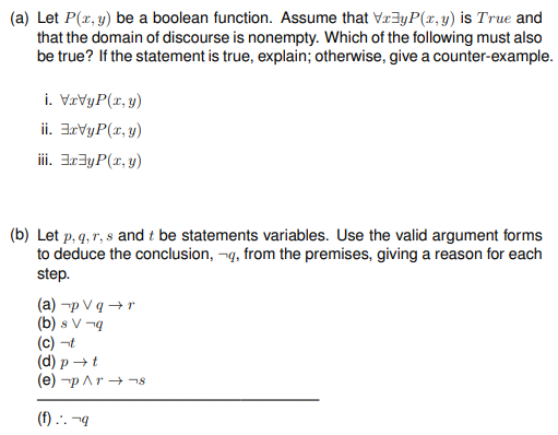 Solved (a) Let P(x,y) be a boolean function. Assume that | Chegg.com