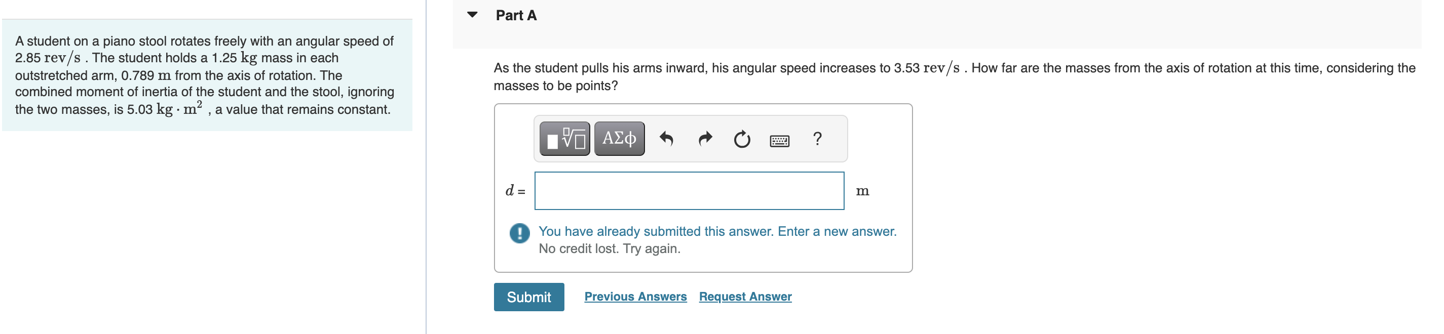 Solved A student on a piano stool rotates freely with an | Chegg.com