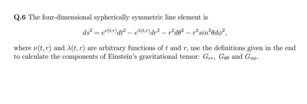 Solved please solve this (general relativity) question | Chegg.com