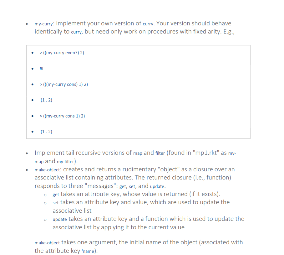 Solved my-curry: implement your own version of curry. Your | Chegg.com