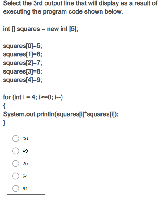 Solved Select the 3rd output line that will display as a | Chegg.com