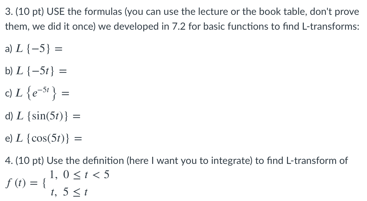 Solved 3. (10 pt) USE the formulas (you can use the lecture | Chegg.com