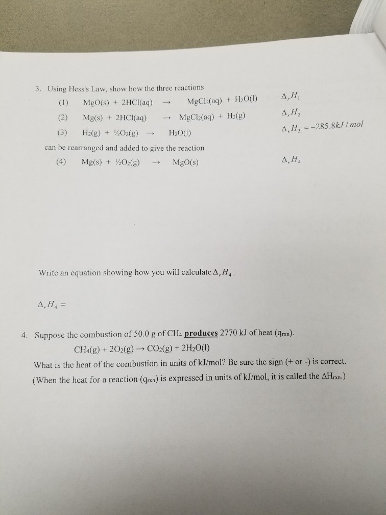 Solved Experiment 12: Calorimetry and Hess' Law | Chegg.com