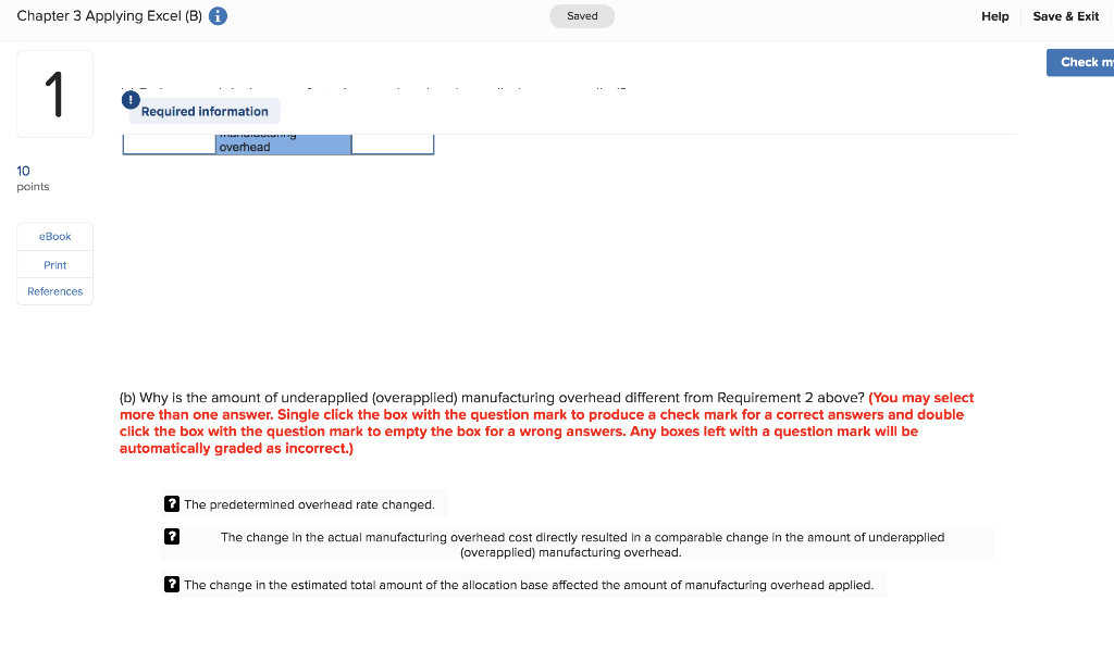 Solved Save & Exit Chapter 3 Applying Excel (B) Saved Help | Chegg.com