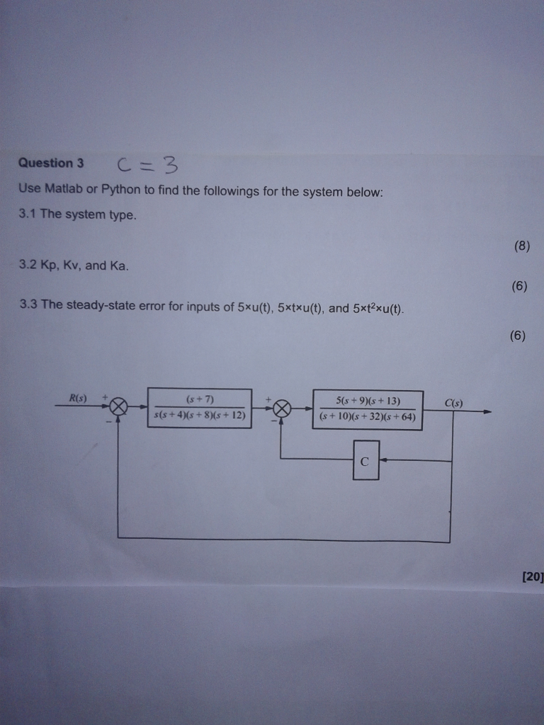 Solved C 3 Question 3 Use Matlab or Python to find the | Chegg.com
