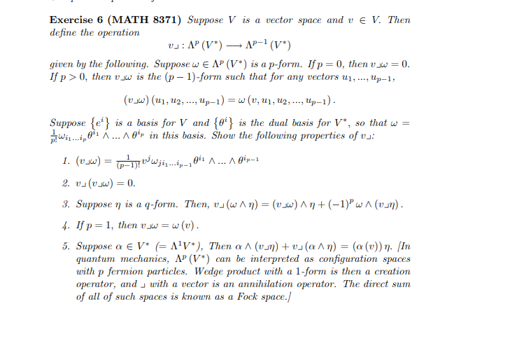 Solved Exercise 6 (MATH 8371) Suppose V is a vector space | Chegg.com
