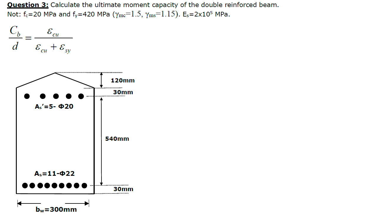 Solved Question 3: Calculate the ultimate moment capacity of | Chegg.com