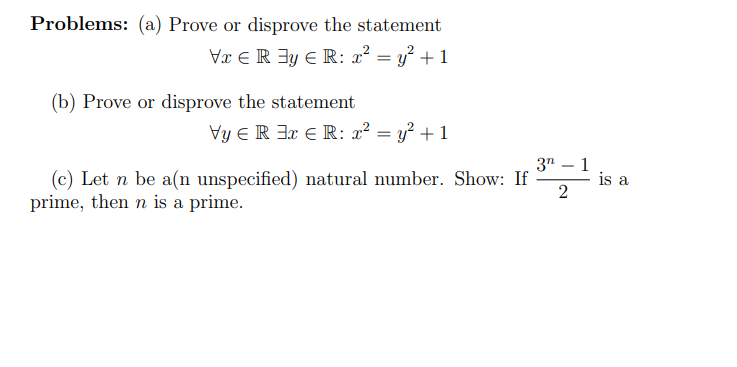 Solved Problems: (a) Prove or disprove the statement | Chegg.com