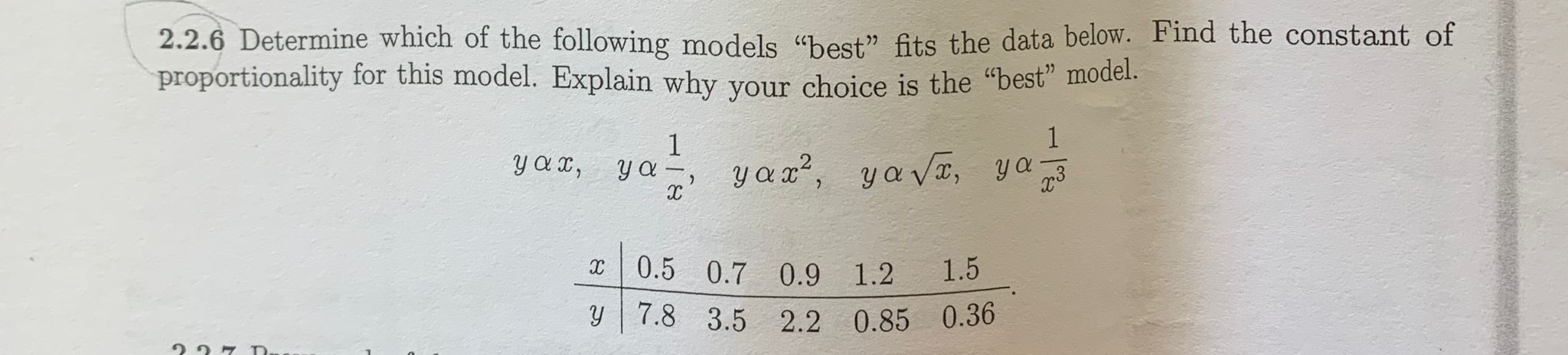Solved 2.2.6 Determine which of the following models "best" | Chegg.com