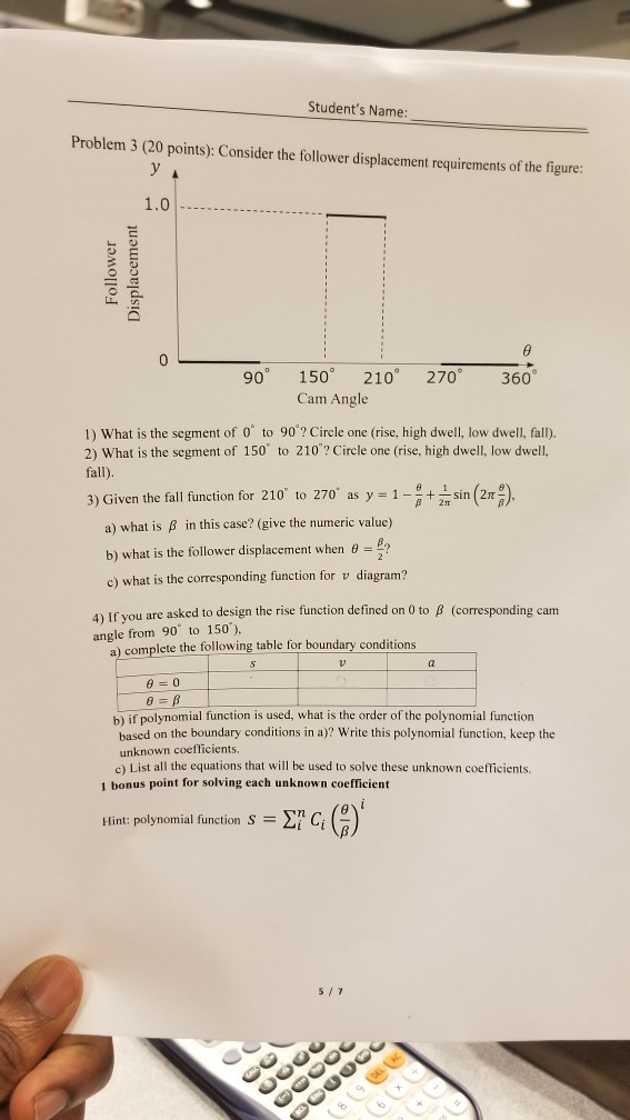 Solved Student's Name: Problem 3 (20 points): Consider the | Chegg.com