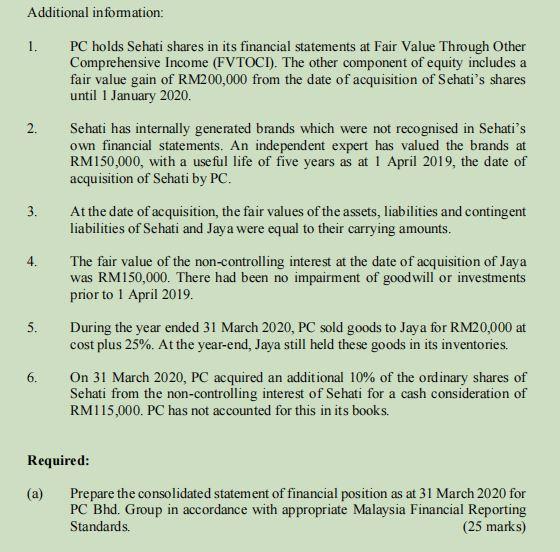 Q1. PC Bhd. (PC) has been on an acquisition spree | Chegg.com