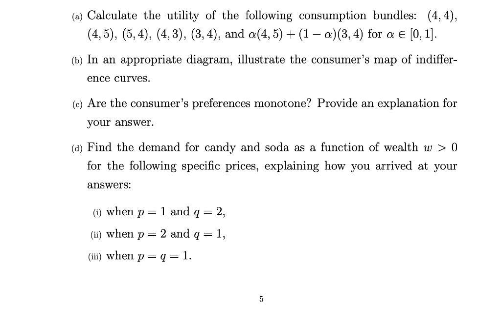 Solved (a) Calculate the utility of the following | Chegg.com