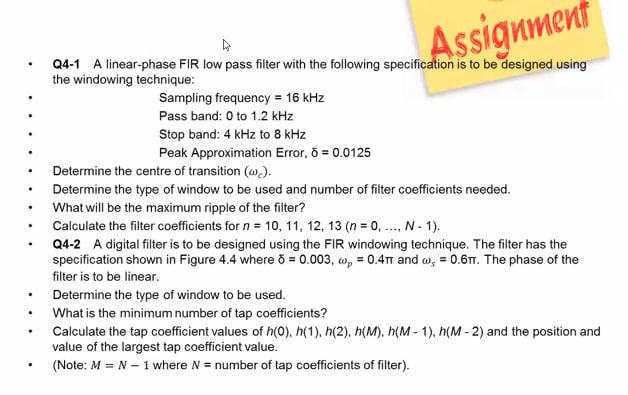 Solved Q4-1 ﻿A linear-phase FIR low pass filter with the | Chegg.com
