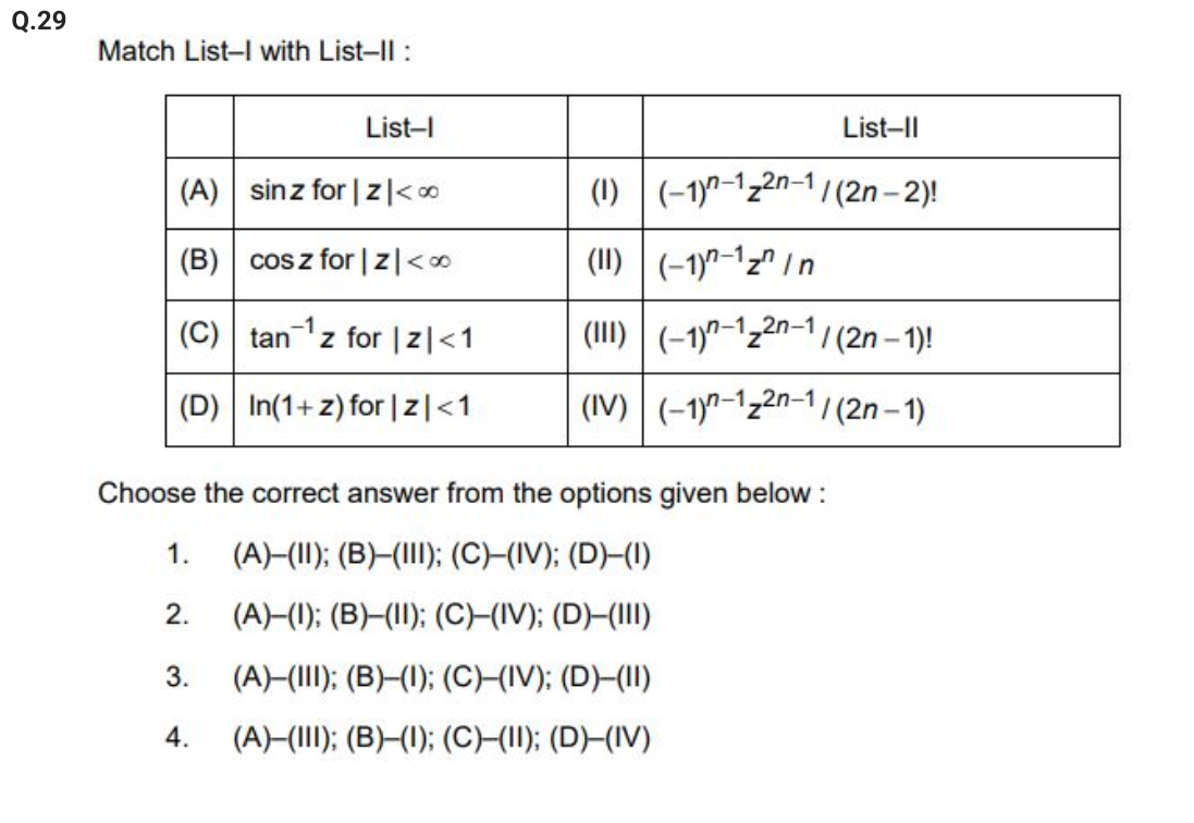 Solved Match List-I with List-II : Choose the correct answer | Chegg.com