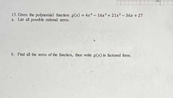 Solved 13. Given the polynomial function | Chegg.com