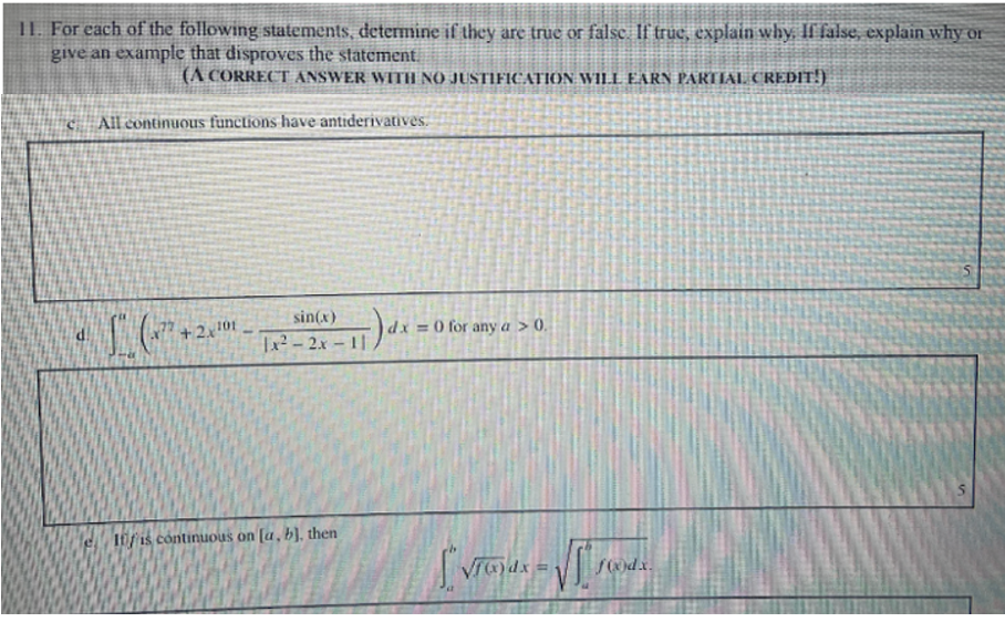Solved 11. For each of the following statements, determine | Chegg.com