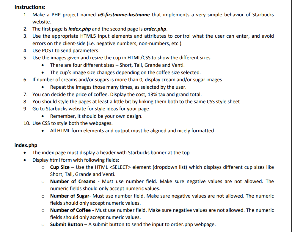 Solved Instructions: 1. Make a PHP project named | Chegg.com