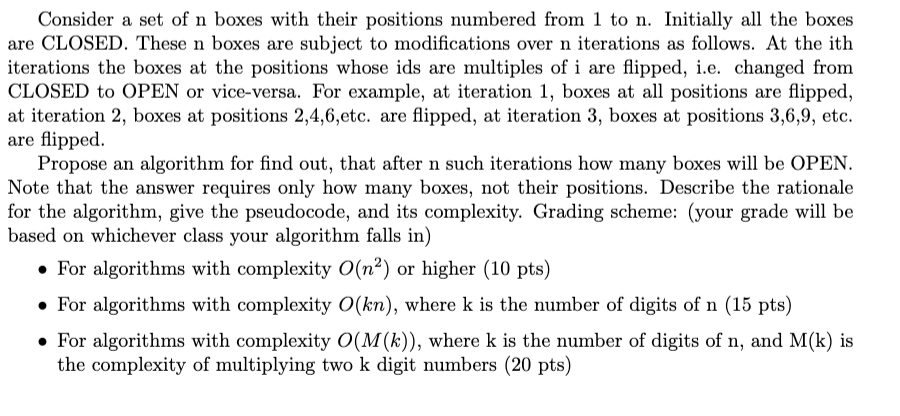 Solved Consider a set of n boxes with their positions | Chegg.com