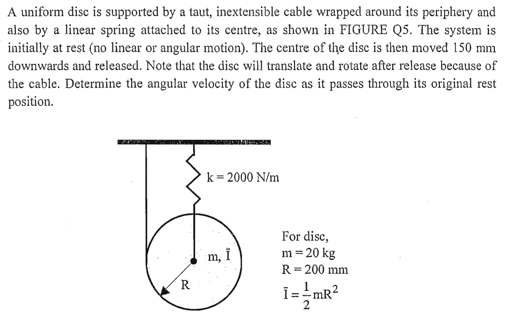 Solved A uniform disc is supported by a taut, inextensible | Chegg.com