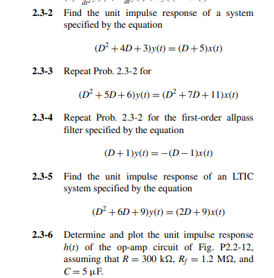 Solved 2.3-2 Find the unit impulse response of a system | Chegg.com