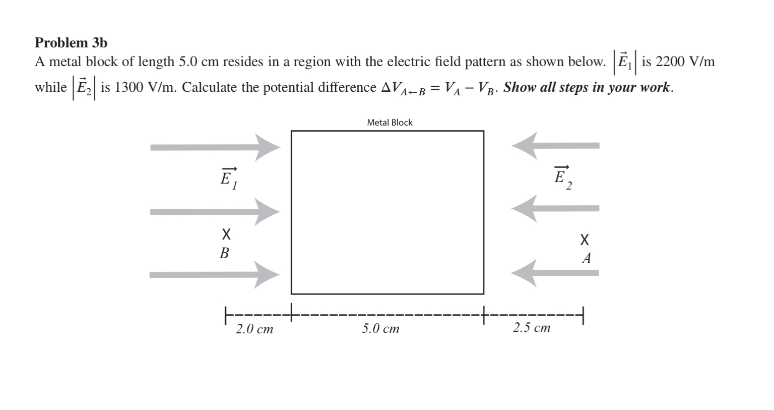 Solved Problem 3bA metal block of ﻿length 5.0 cm ﻿resides in | Chegg.com