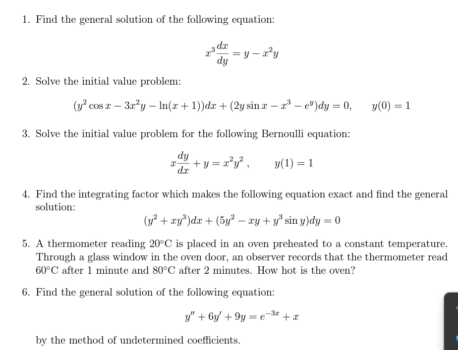 Solved Find the general solution of the following | Chegg.com