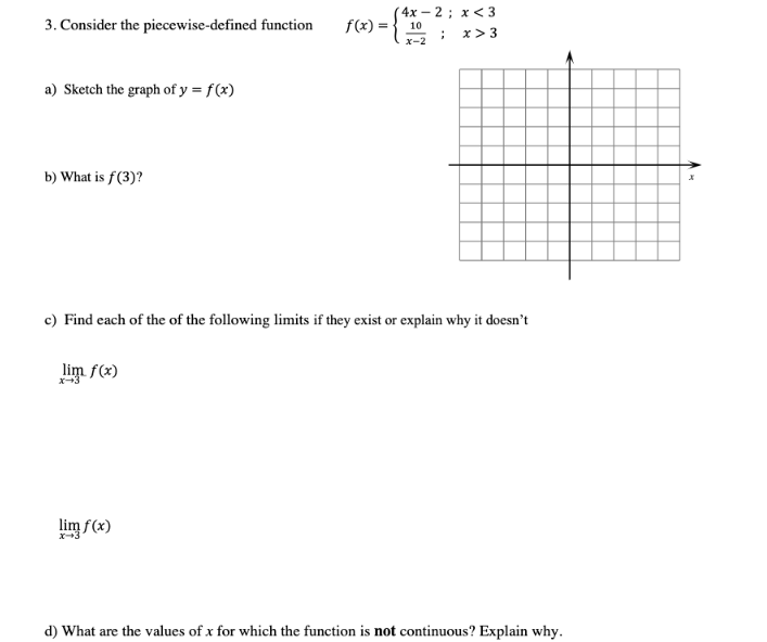 Solved 3. Consider the piecewise-defined function | Chegg.com