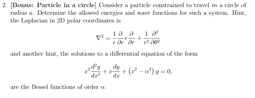 Solved [Bonus: Particle in a circle] Consider a particle | Chegg.com