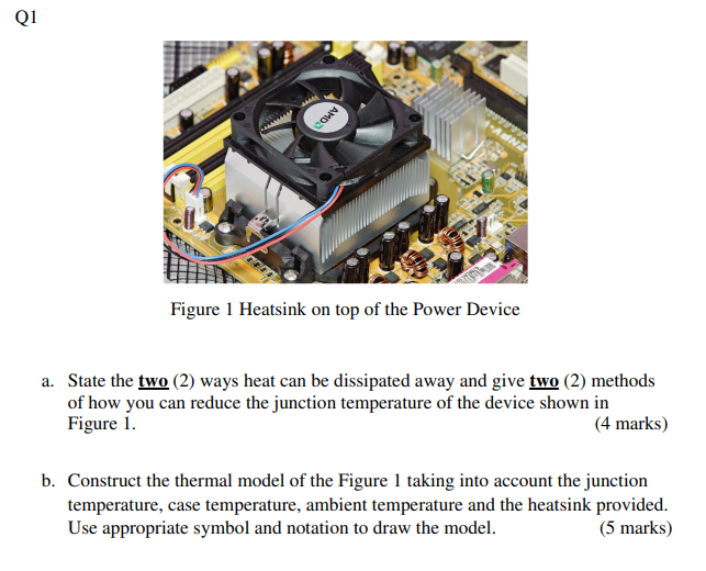 Solved Figure 1 Heatsink on top of the Power Device a. State | Chegg.com