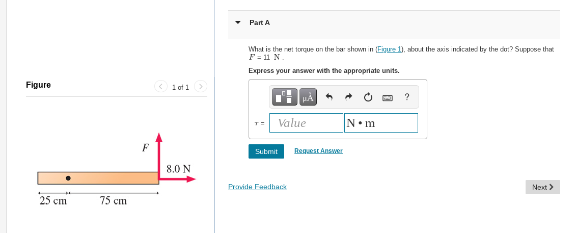 Solved Part A What is the net torque on the bar shown in | Chegg.com