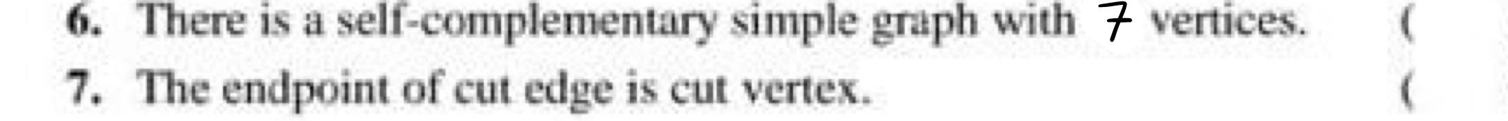 Solved 6. There is a self-complementary simple graph with 7 | Chegg.com