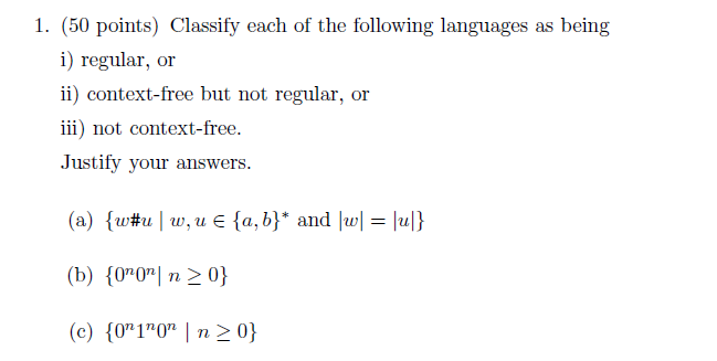 Solved 1. (50 points) Classify each of the following | Chegg.com