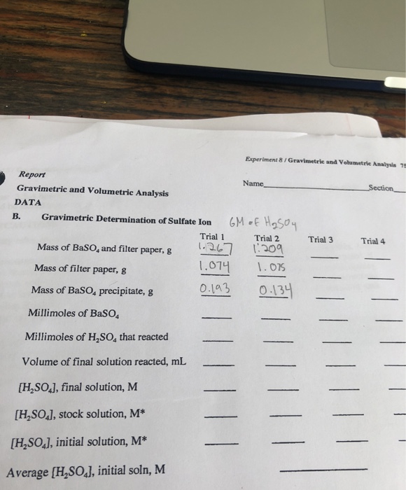Solved Experiment 8 / Gravimetric and Vohumetric Analysis 15 | Chegg.com