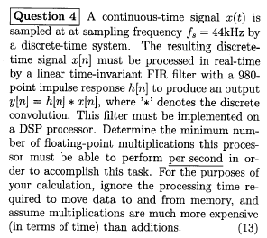 Solved signal z(t) is Question 4 A continuous-time sampled | Chegg.com