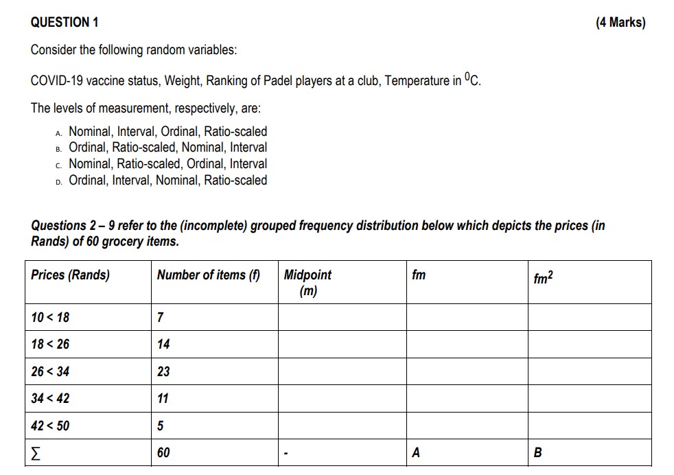 Solved Question 1consider The Following Random