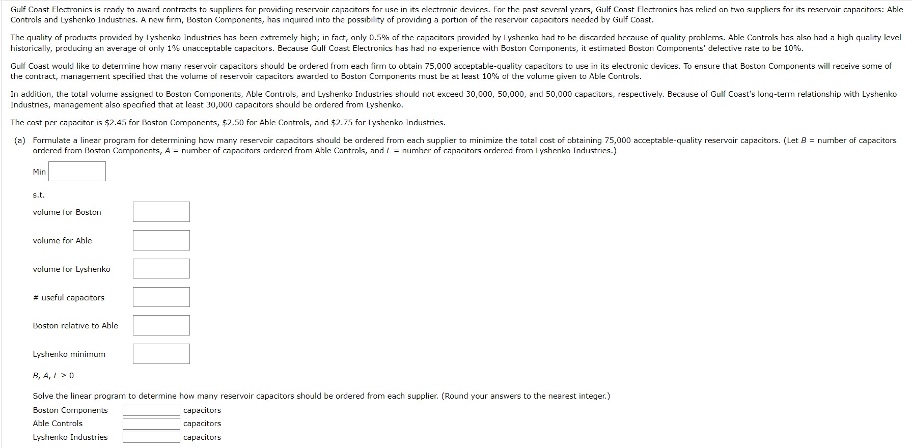 Solved Controls and Lyshenko Industries. A new firm, Boston | Chegg.com