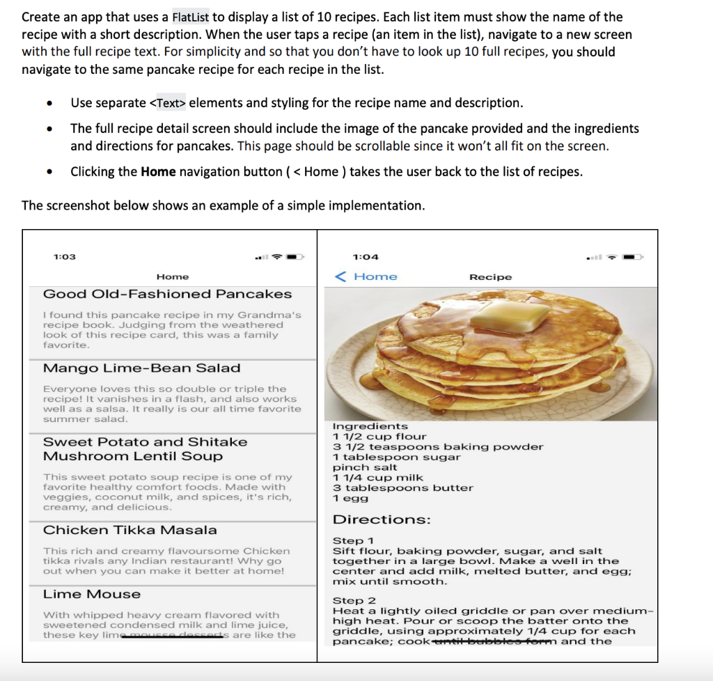 Solved here is what I have so far My ListOfRecipes.js | Chegg.com