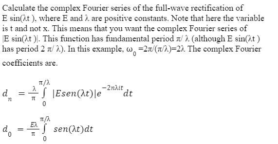 Solved Calculate the complex Fourier series of the full-wave | Chegg.com