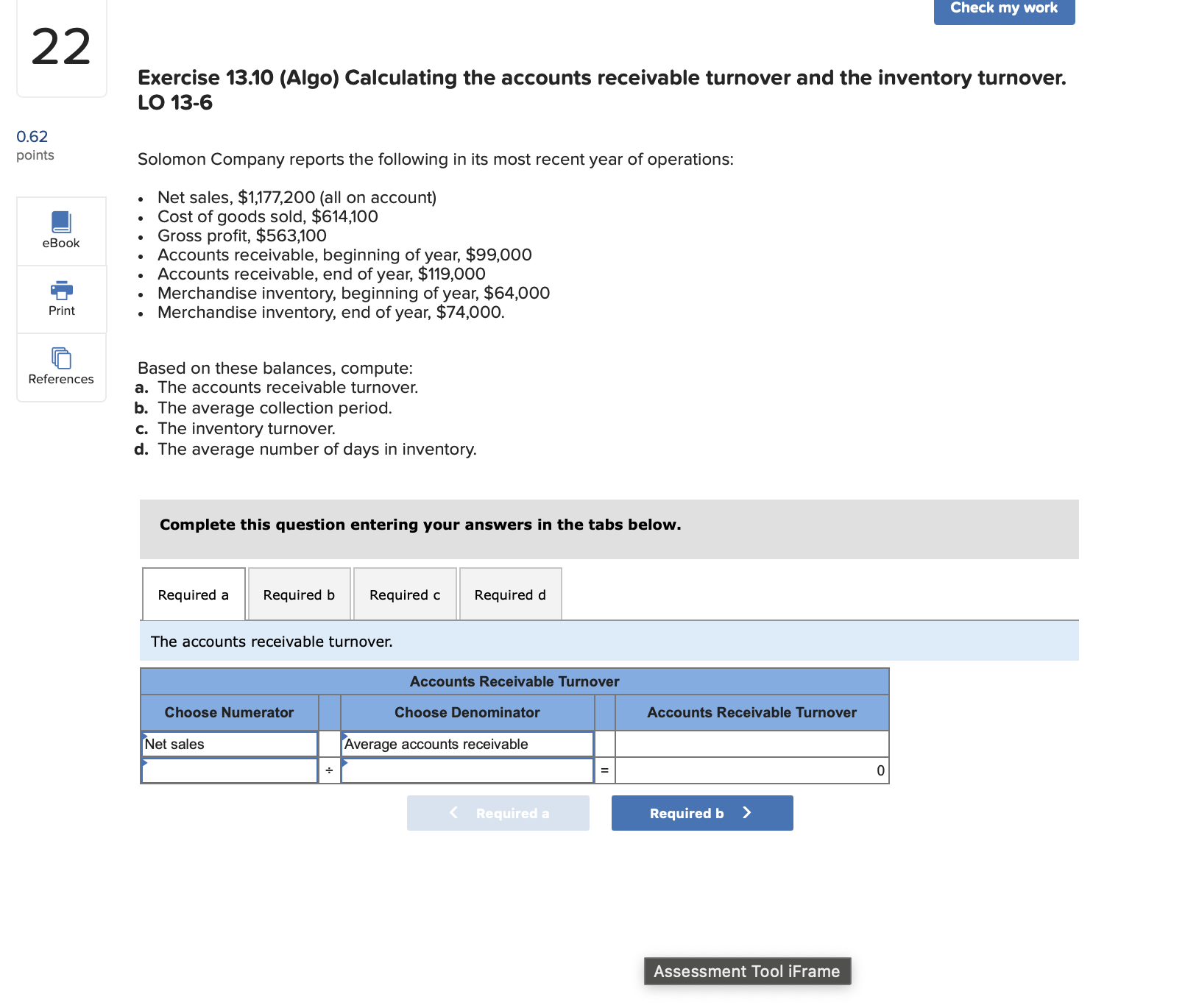 Solved Exercise 13 10 Algo Calculating The Accounts Chegg