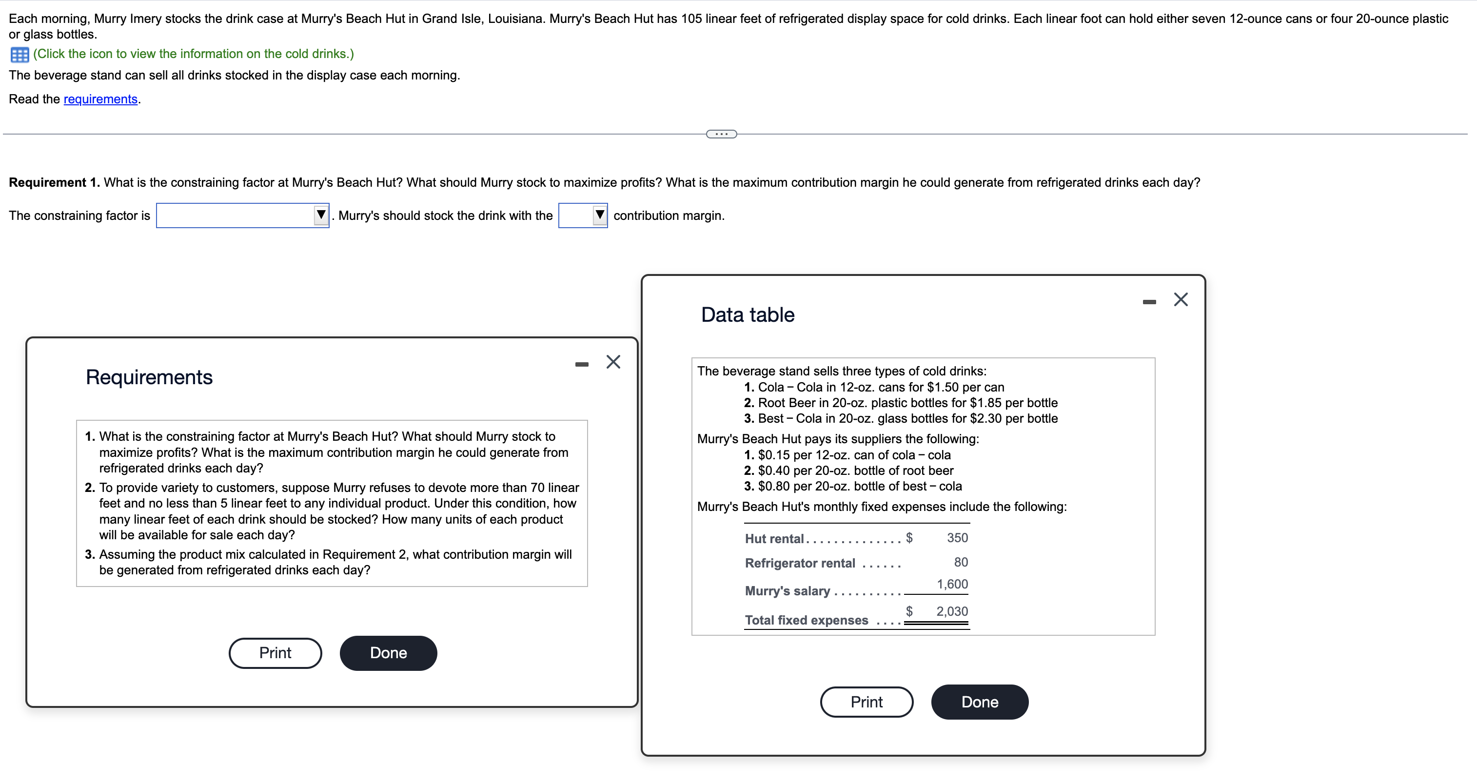 Solved or glass bottles. (Click the icon to view the | Chegg.com