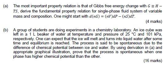 Solved (a) The most important property relation is that of | Chegg.com