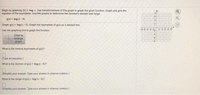 Solved Begin by graphing f(x)- log x. Use transformations of | Chegg.com