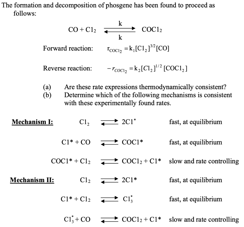 Solved The formation and decomposition of phosgene has been | Chegg.com