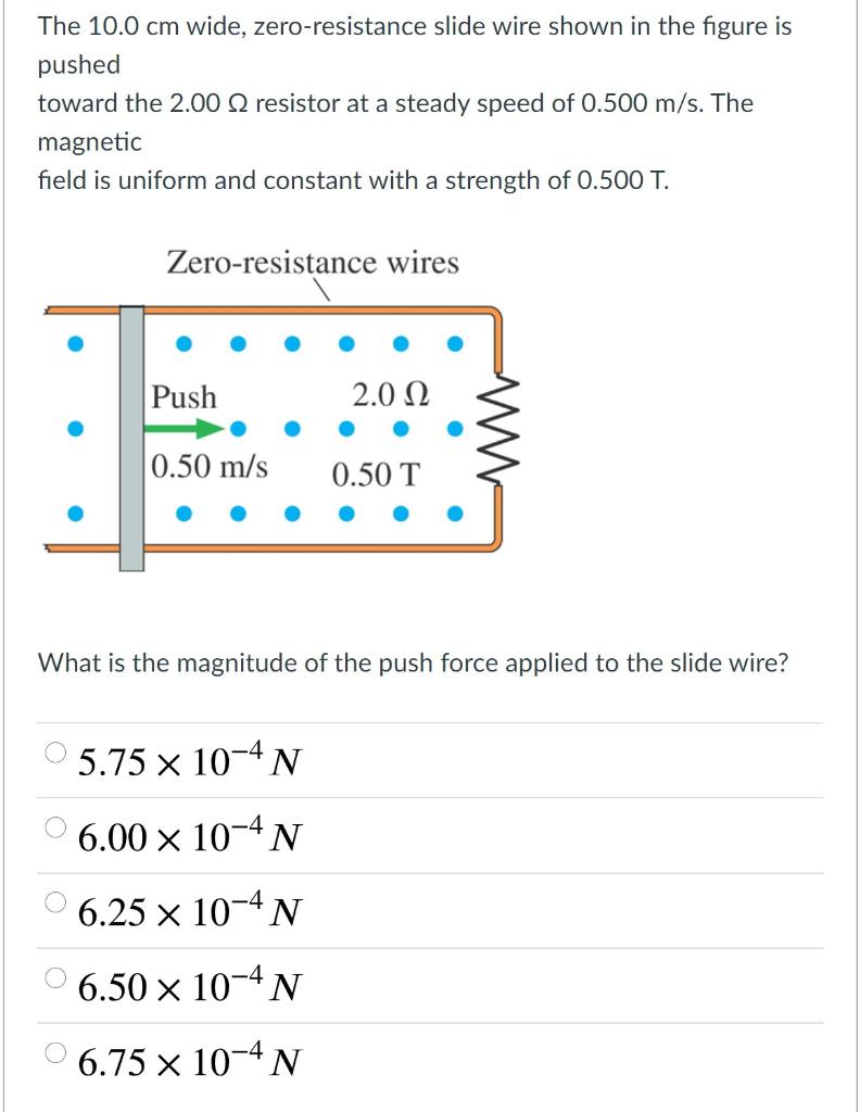 Solved The 10.0 cm wide, zero-resistance slide wire shown in | Chegg.com